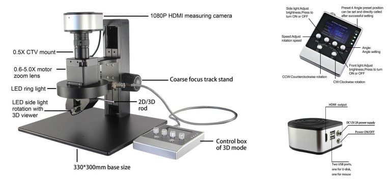 EVM3D65HD Series Motorized 2D/3D HDMI Video Microscope (Calibration-free) | nbicoe.com